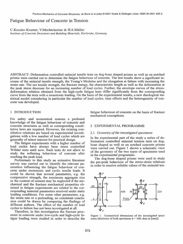 Fatigue Behaviour of Concrete in Tension: Institute of Concrete ...
