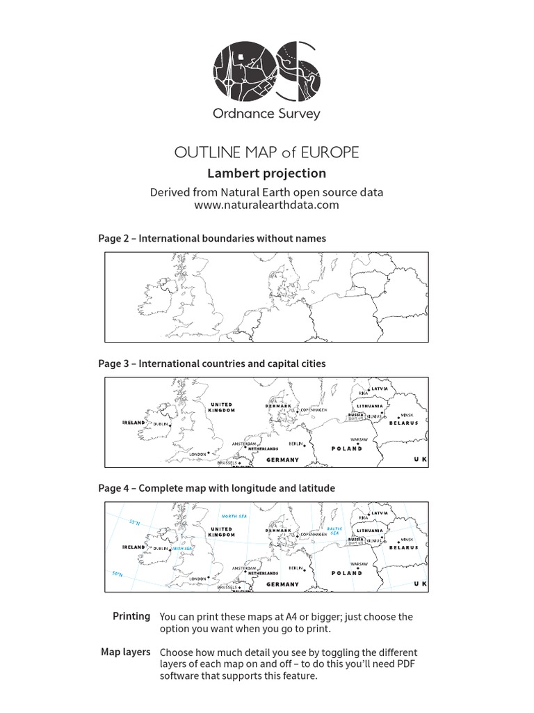 Europe Outline Map | PDF | Geodesy | Geography