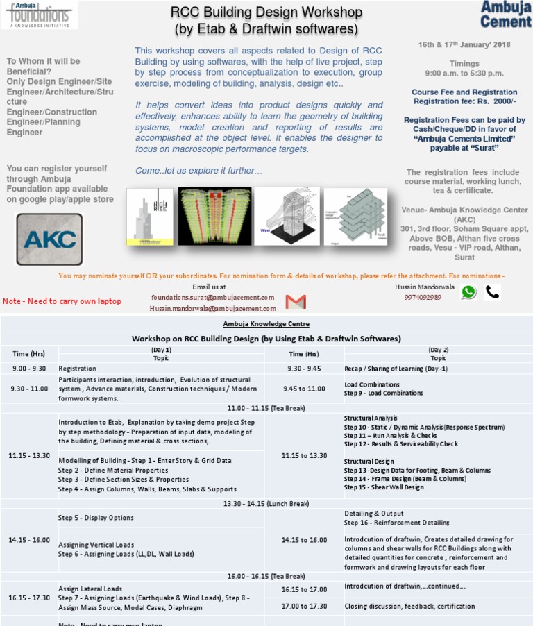 RCC Building Design Workshop (By Etab & Draftwin Softwares) - 16th ...