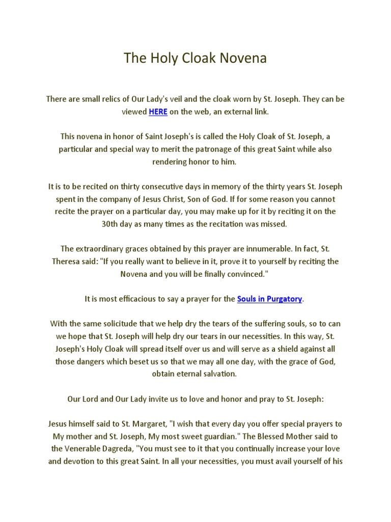 The Holy Cloak Novena | PDF | Mary, Mother Of Jesus | Saint Joseph