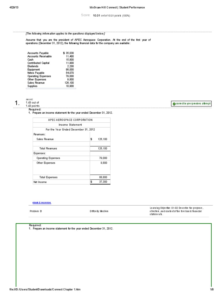 Accounting 201 - Connect Assignments (1-13) | PDF | Retained Earnings ...