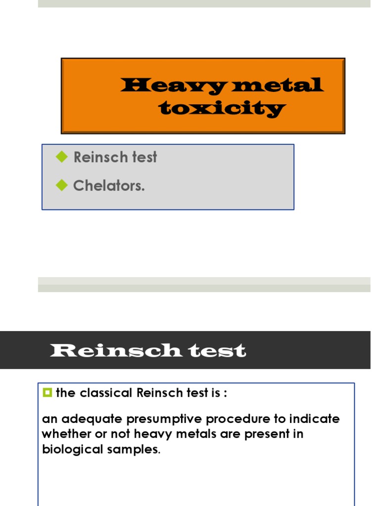 Heavy Metal Toxicity: Reinsch Test Chelators | PDF | Social Science ...
