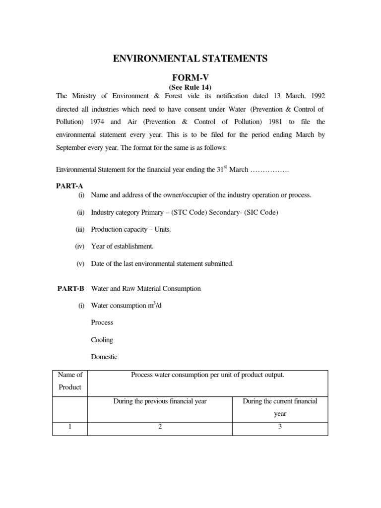 Environmental Statements: Form-V | PDF | Hazardous Waste | Waste