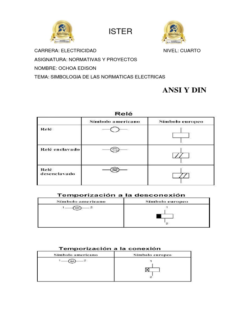 SIMBOLOGÍA ELÉCTRICA (ANSI, DIN, IEEE, IEC) Y NORMATICA ELECTRICA