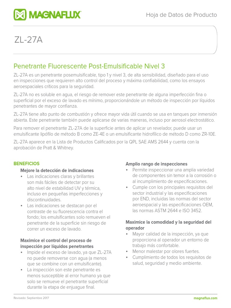 ZL-27A: Penetrante Fluorescente Nivel 3 | PDF | Química | Materiales