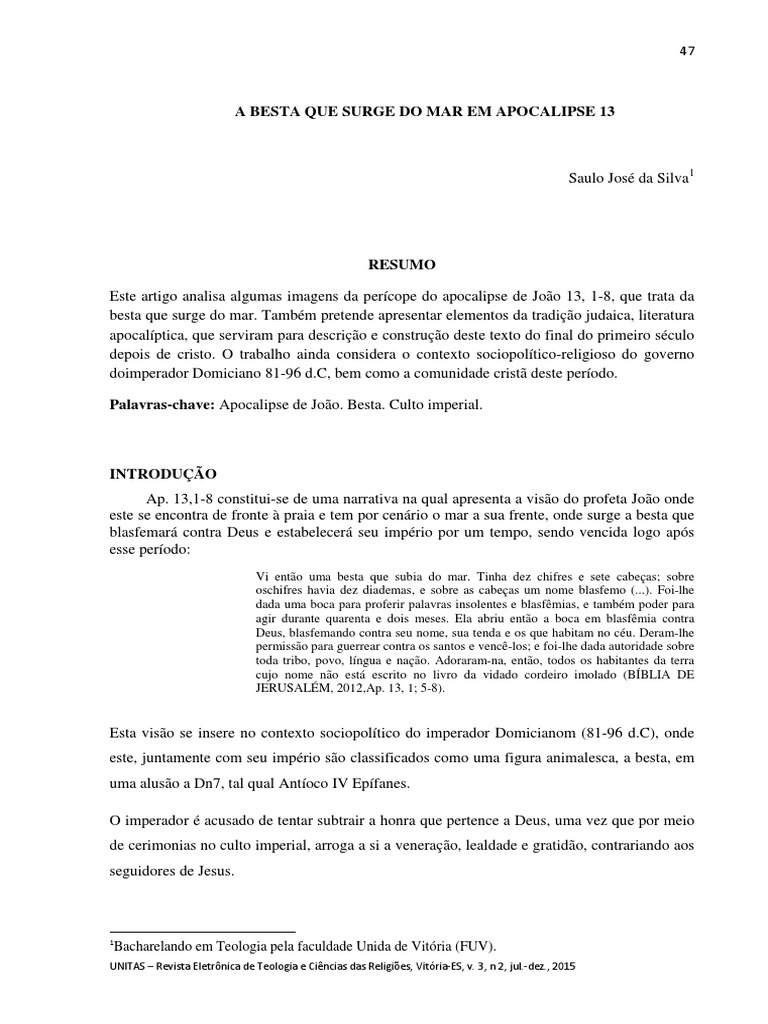 A Besta do Mar em Apocalipse 13 | PDF | A Besta (Apocalipse) | Livro do ...