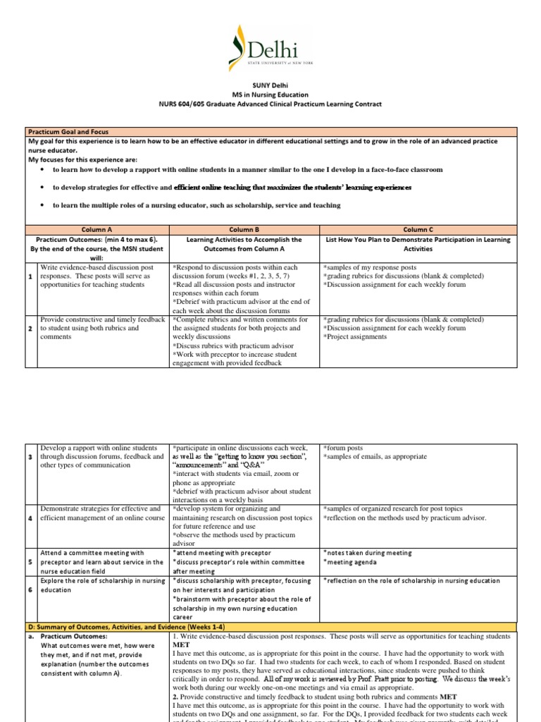 Practicum 2 Learning Contract Kilts Weebly | PDF | Educational Technology | Teaching