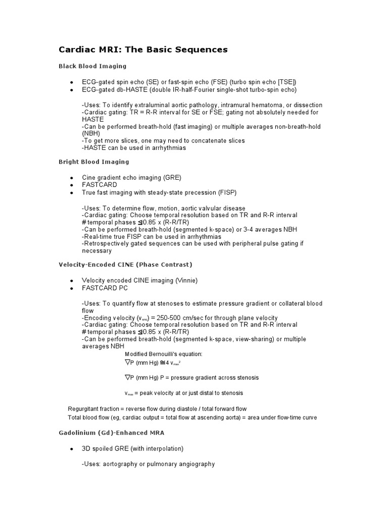 Cardiac MRI: The Basic Sequences: Black Blood Imaging | PDF ...