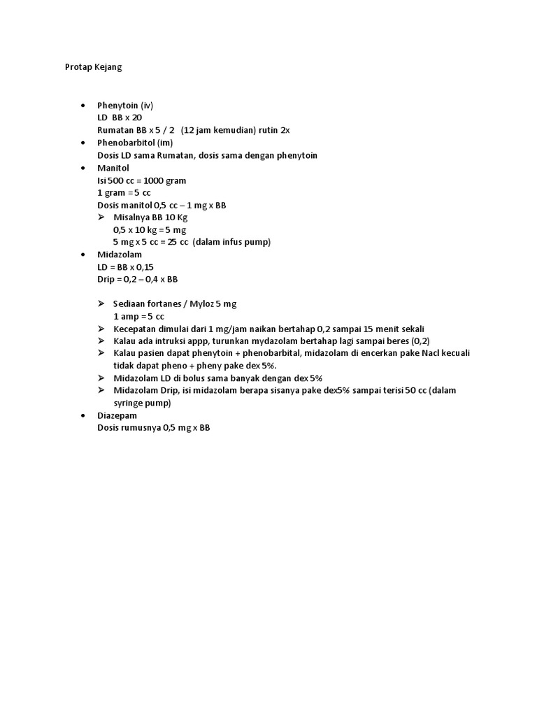 Protap Kejang: Dosis Obat dan Panduan Penggunaan | PDF