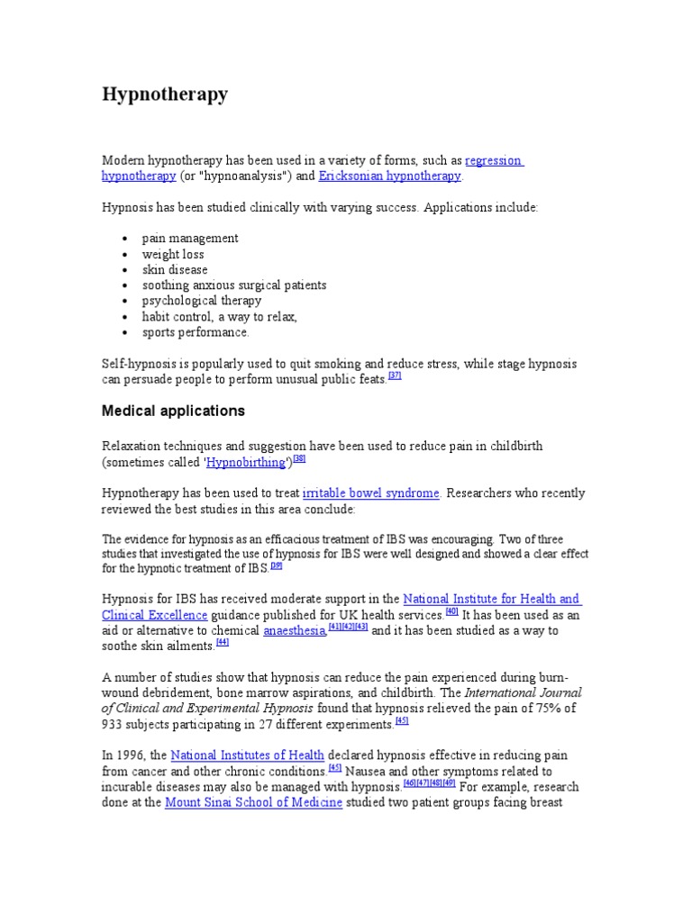 Hypnotherapy: Regression Hypnotherapy Ericksonian Hypnotherapy ...