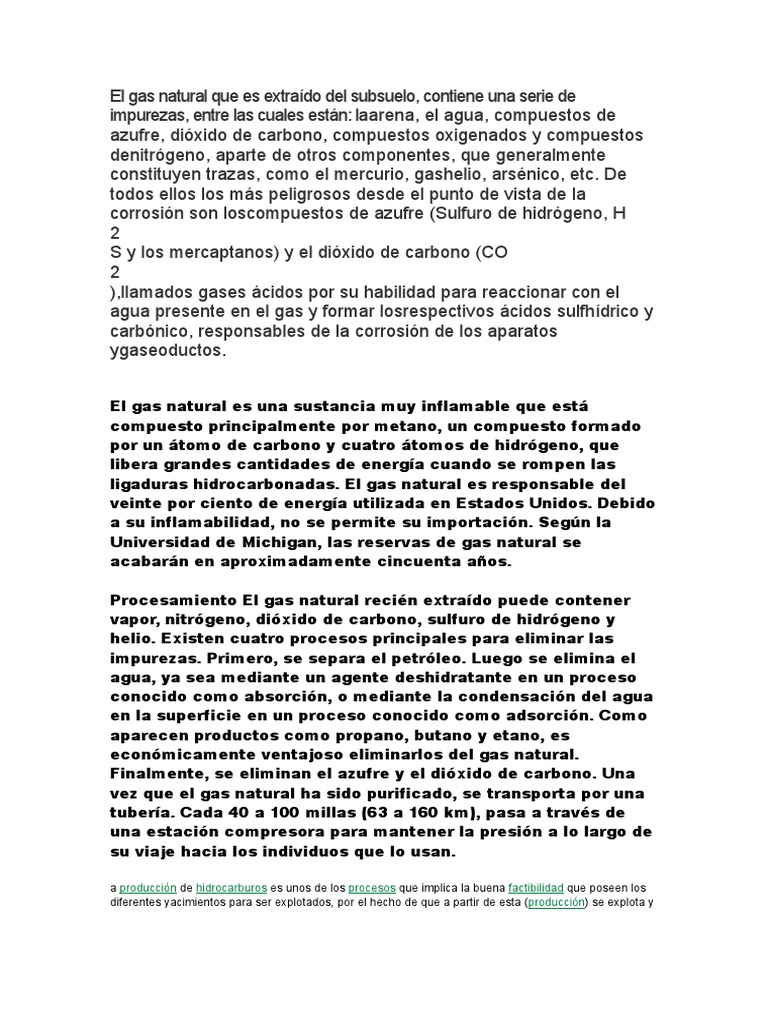 El Gas Natural Que Es Extraído Del Subsuelo | PDF | Gas natural | Petróleo