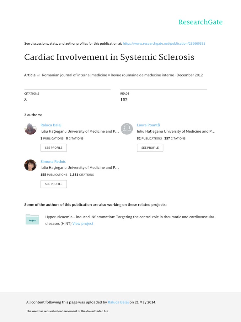 Cardiac Involvement in Systemic Sclerosis | PDF | Heart | Heart Valve