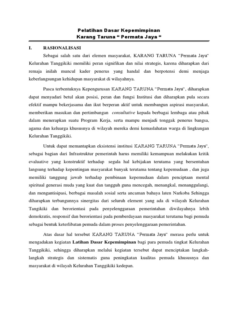 Proposal Pelatihan Dasar Kepemimpinan | PDF