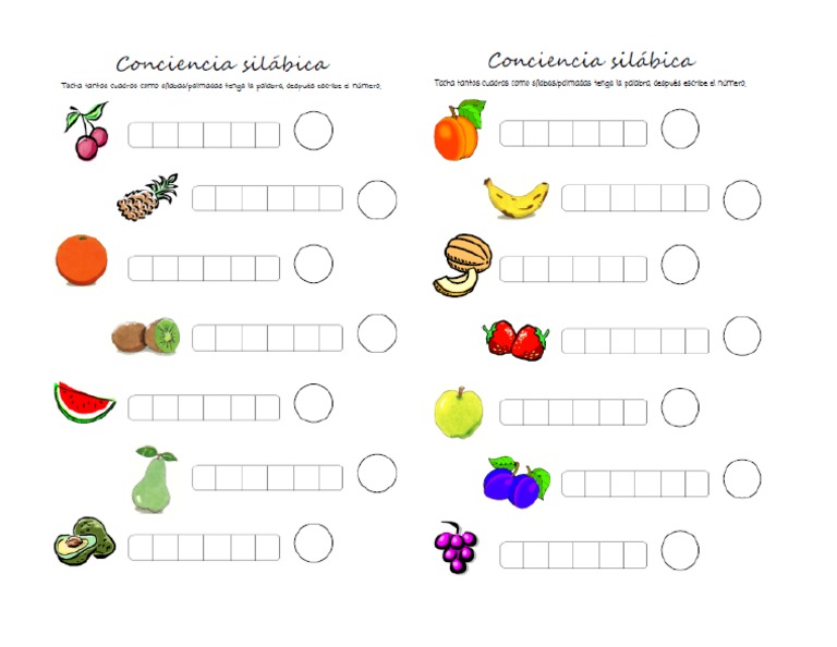 Segmentacion y Conciencia Silabica Frutas