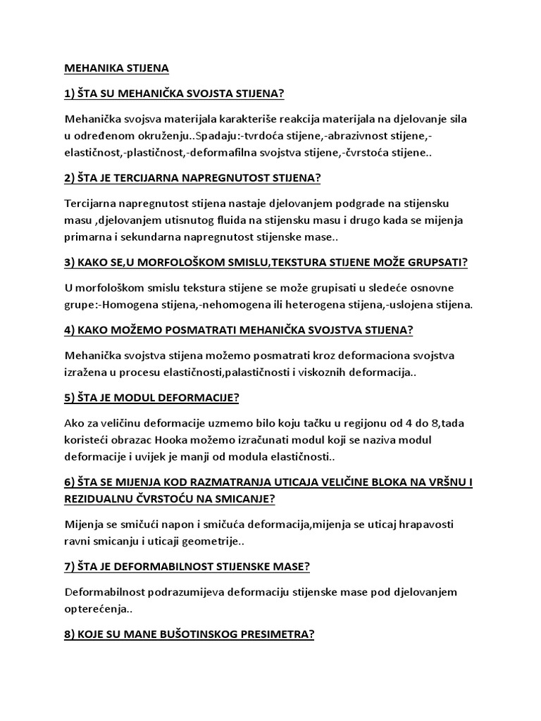 Mehanika Stijena | PDF