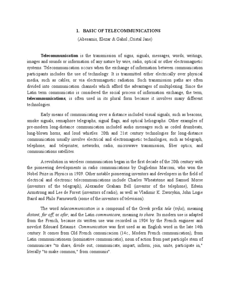 Basic of Telecommunications | PDF | Telecommunication | Wi Fi