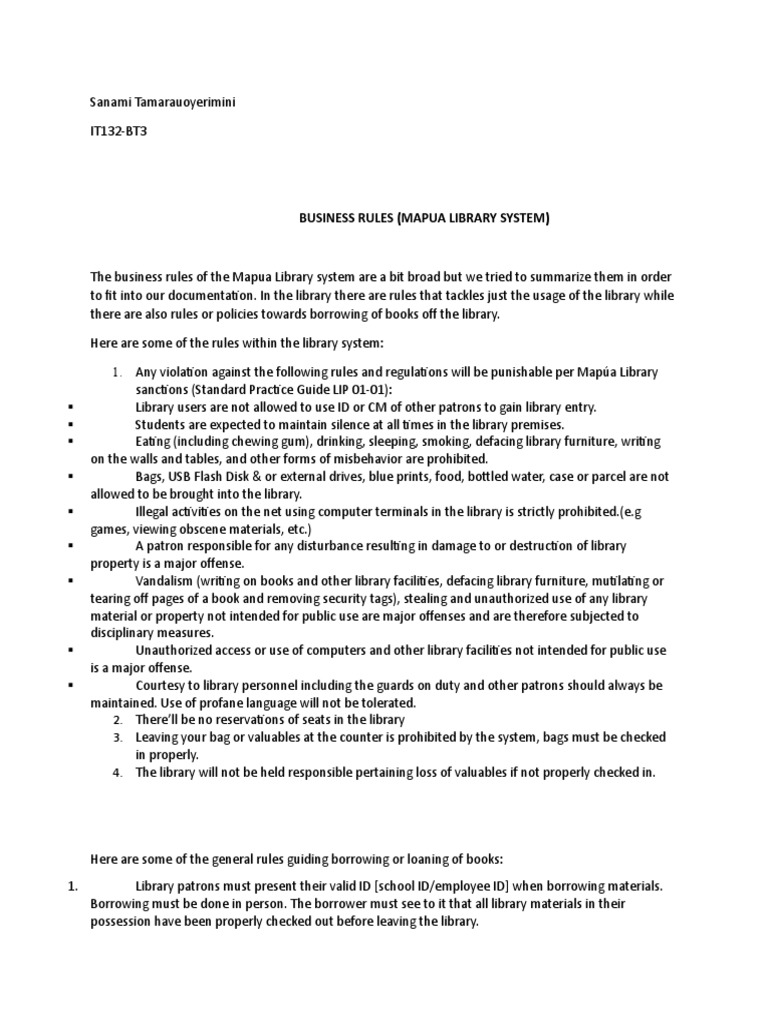 Business Rules | PDF | Libraries | Books