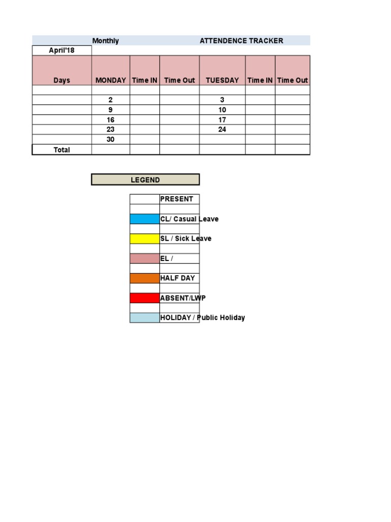 Timesheet April 2018 | PDF