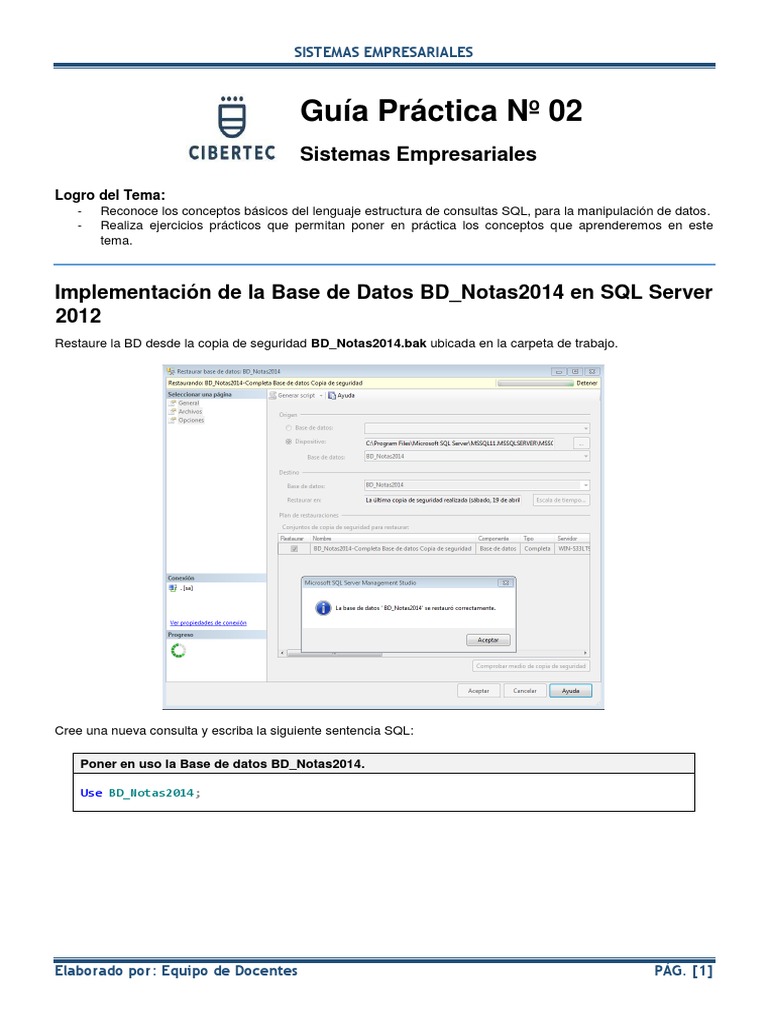 Guia02 - Lenguaje de Manipulación de Datos | PDF | SQL | Tabla (base de datos)