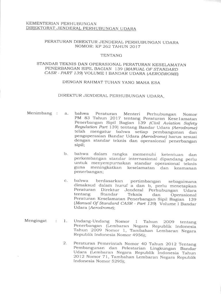 Mos 139 Vol I - KP 262 Tahun 2017 PDF | PDF