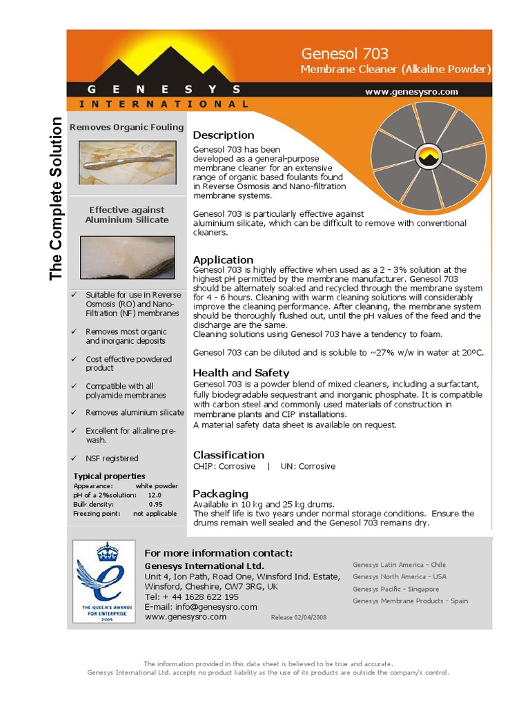 Genesol 703 | PDF | Membrane | Chemistry