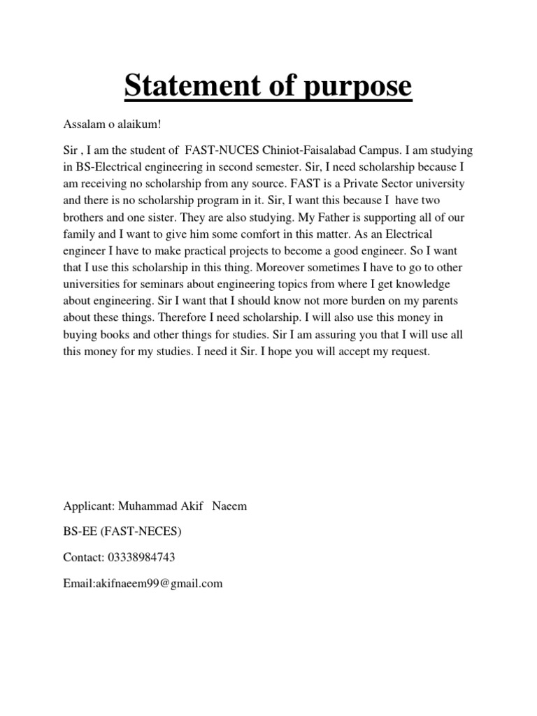 Statement of Purpose | PDF