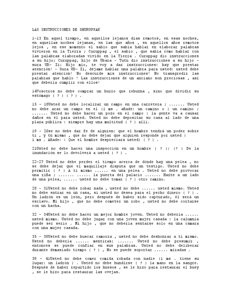 Las Instrucciones de Shuruppak | PDF | Violencia