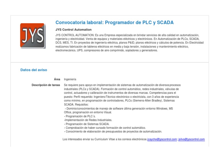 Perfil - Programador de PLC y SCADA | PDF