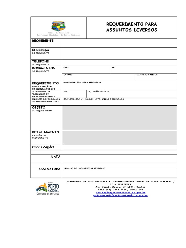 Requerimento Assuntos Diversos | PDF