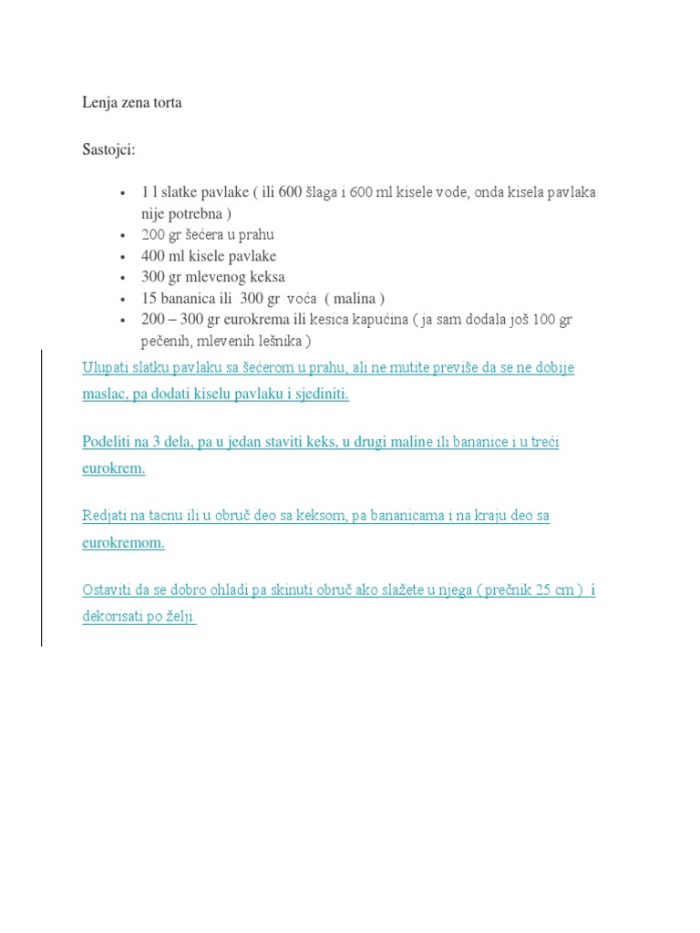 Lenja Zena Torta | PDF