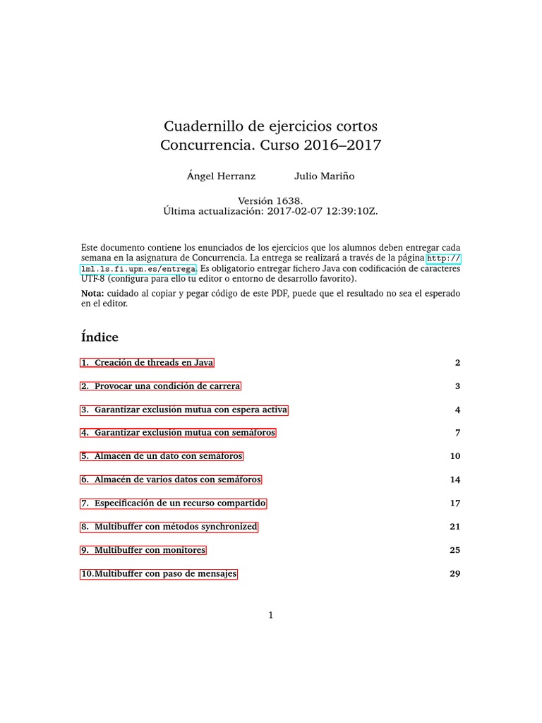 Ejercicios de Concurrencia en Java | PDF | Hilo (Computación) | Java (lenguaje de programación)