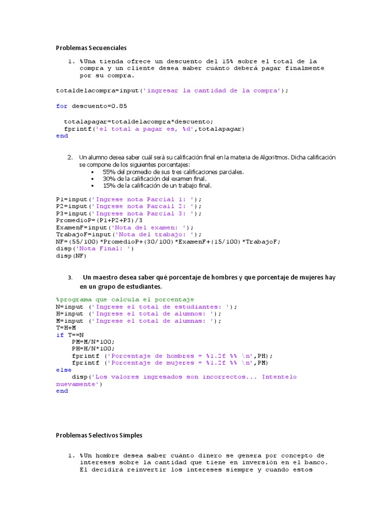 Practica 1 Ejercicios en Matlab | PDF | Interés | Salario