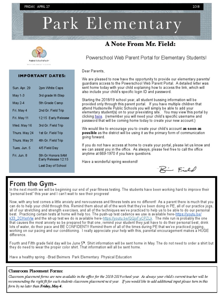 April 27 2018 Newsletter | PDF | Physical Education | Business