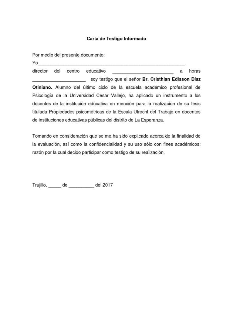 Carta de Testigo Informado | PDF