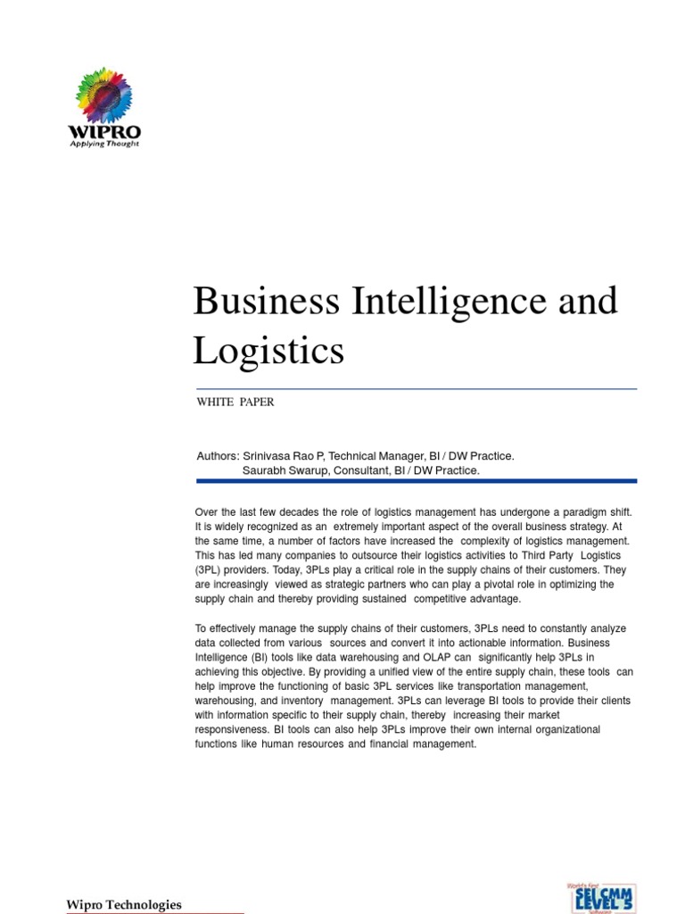 Business Intelligence and Logistics: White Paper | PDF | Business ...