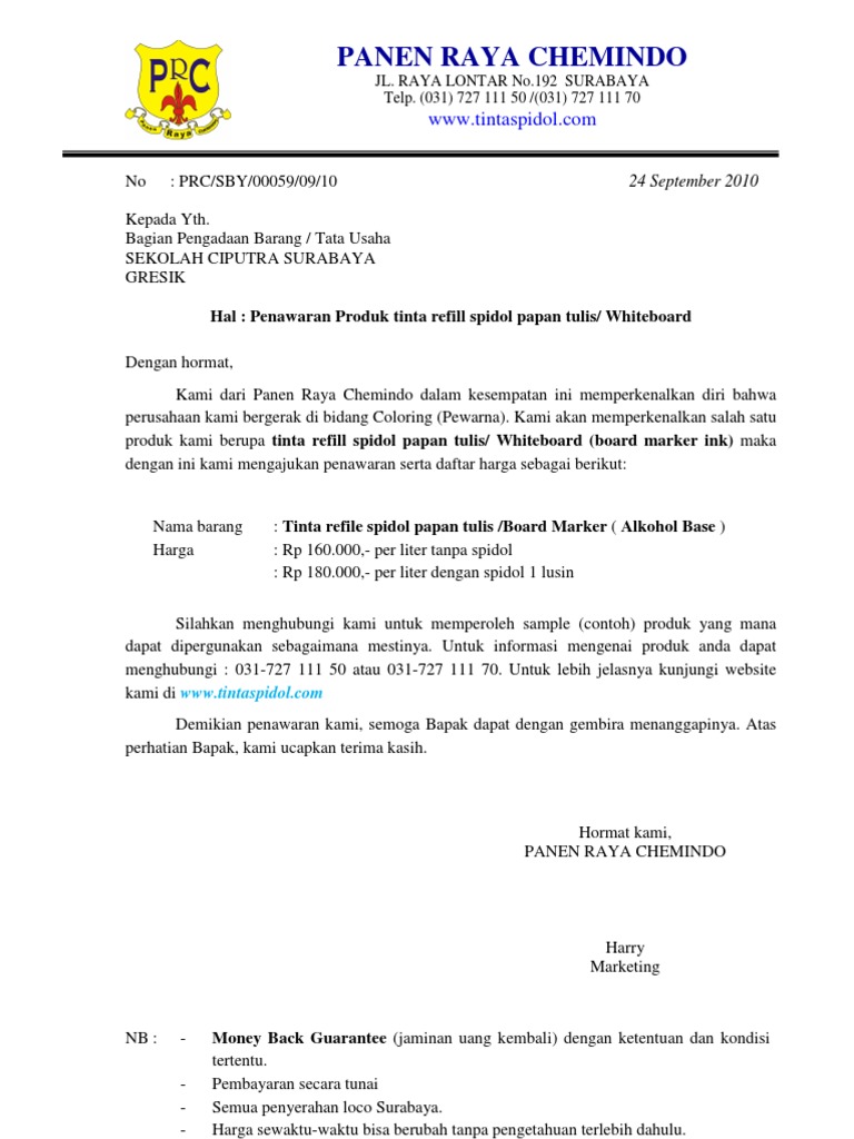 SEKOLAH SD, SMP CIPUTRA SURABAYA - PenawaranTintaWB | PDF