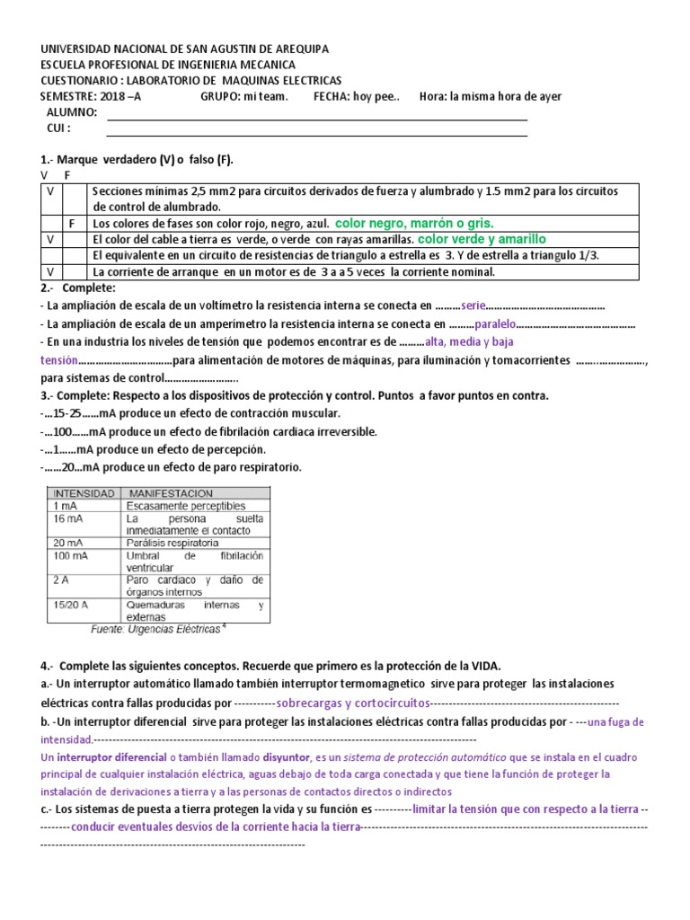 Cuestionario Lab. Maquinas Electricas 2018 | PDF | Transformador | Inductor
