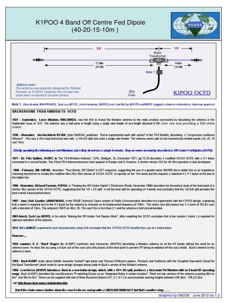 K1poo 4 Band Ocfd 40 20 15 10m Richard Formato Iss 1 3 | PDF | Antenna ...