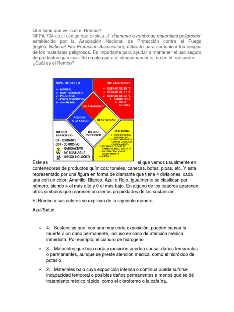 Rombo de Seguridad: Clasificación y Ejemplos | PDF | Combustión ...