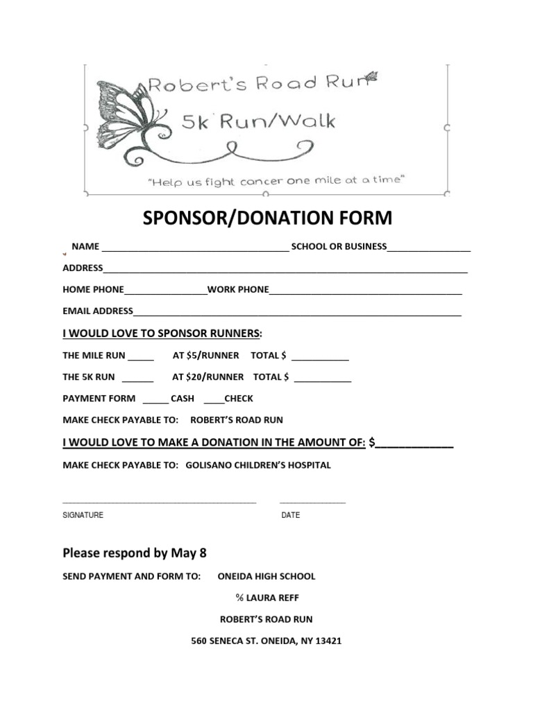 Running Sponsorship Donation Form | PDF | Career & Growth