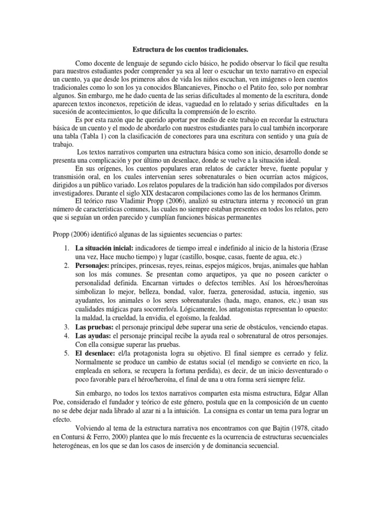 El Cuento, Caracteristicas y Uso de Conectores | PDF | Cuentos | Escritura