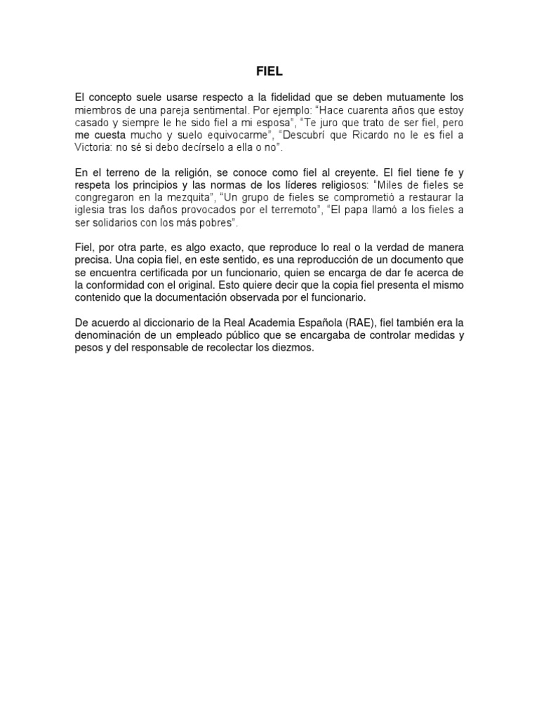 Definición y Concepto de Fiel | PDF