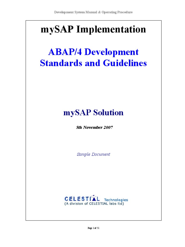 Abap Development Standards And Guidelines Secured 3 Pdf Subroutine Databases