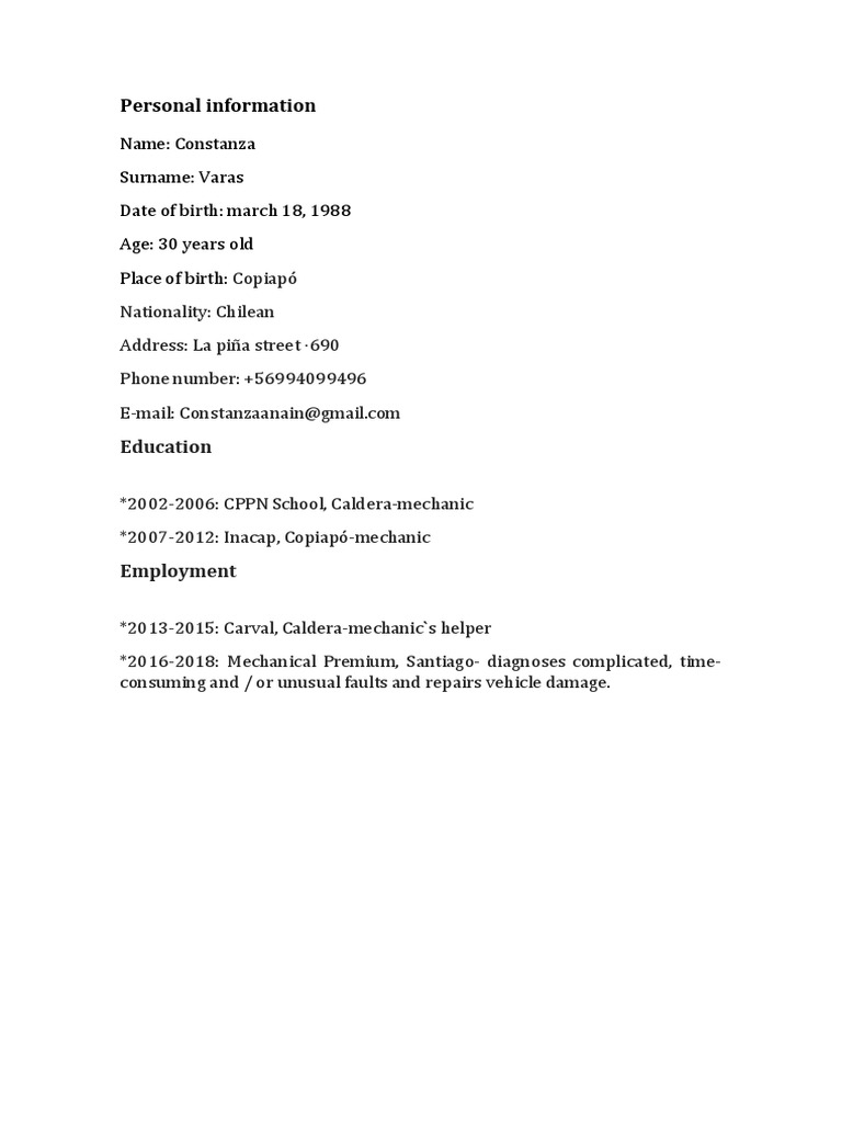 Personal Information | PDF