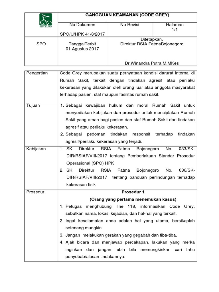 Ok Spo Code Grey Gangguan Keamanan | PDF