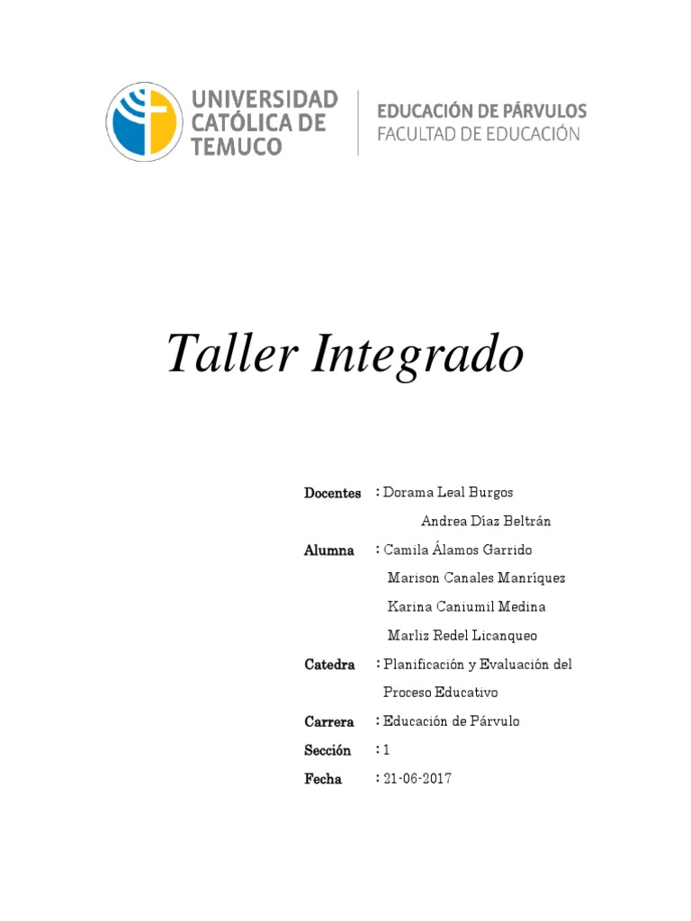 INFORME P-E Taller Integrado | PDF | Evaluación | Jardín de infancia