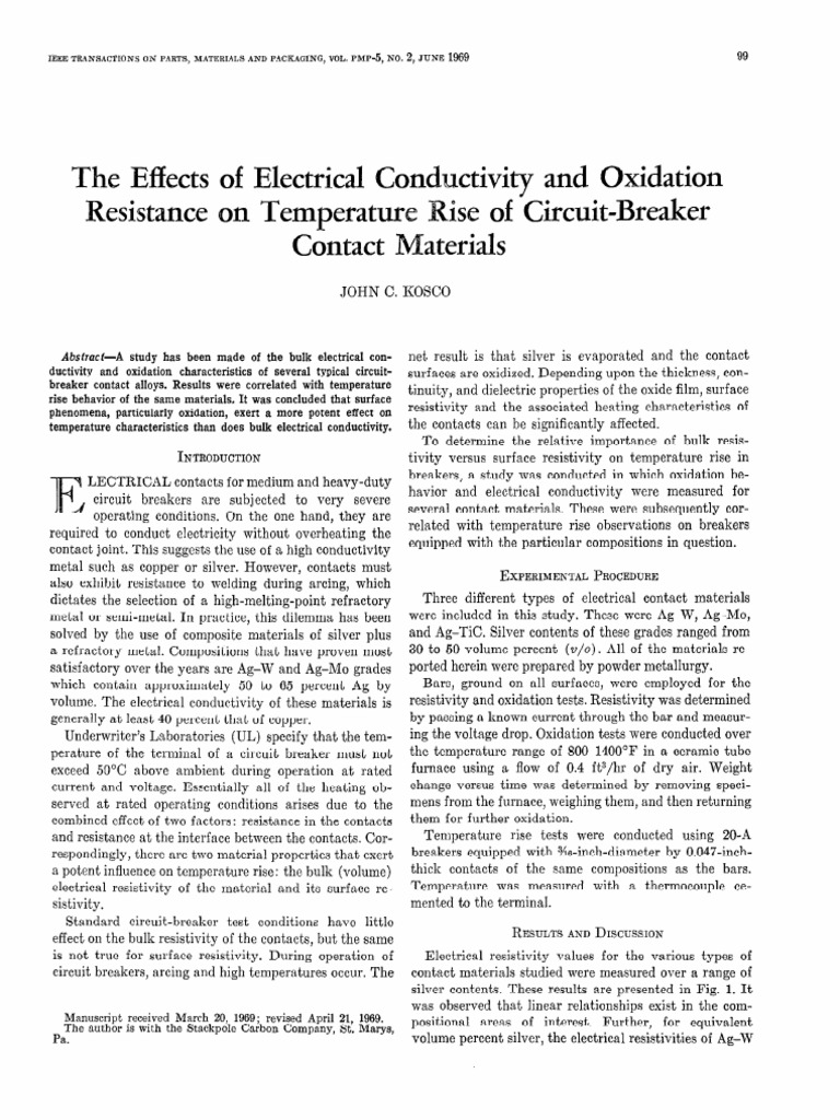 The Effects of Electrical Conductivity and Oxidation Resistance On ...