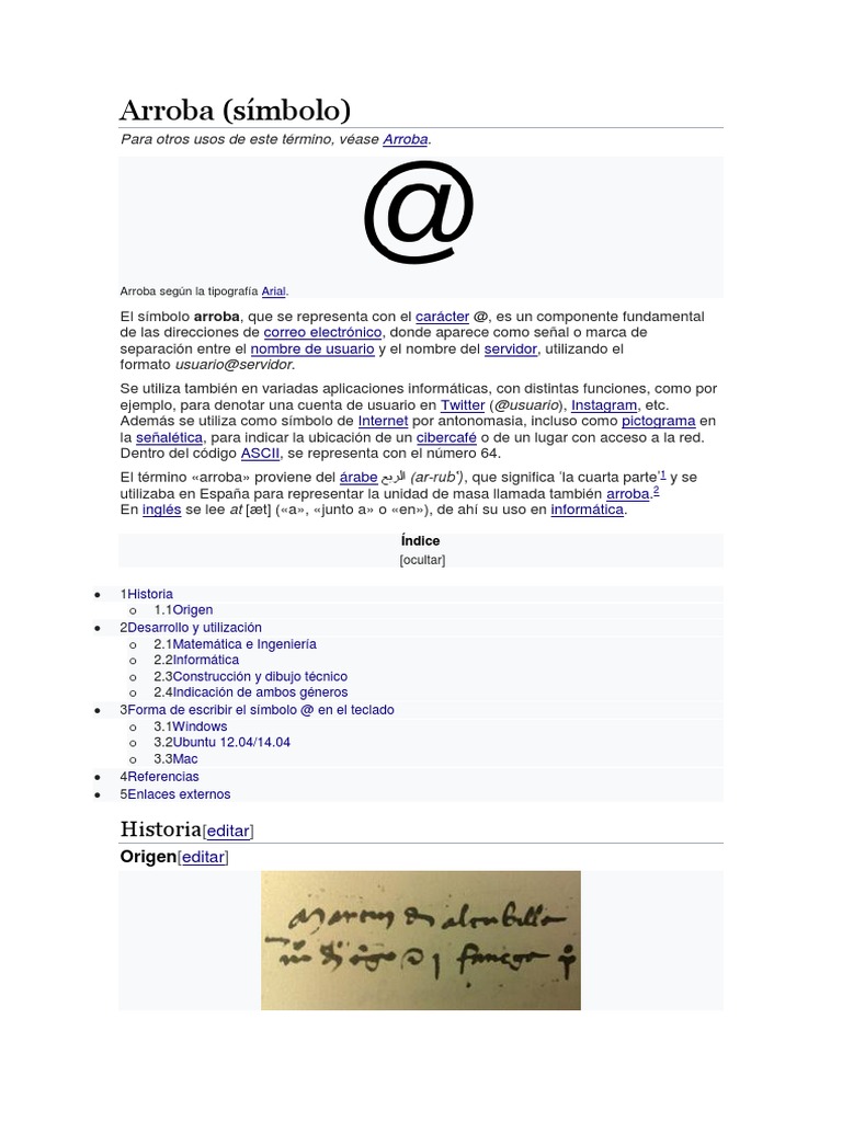 Significado y origen del símbolo arroba | PDF | Los símbolos | Lingüística