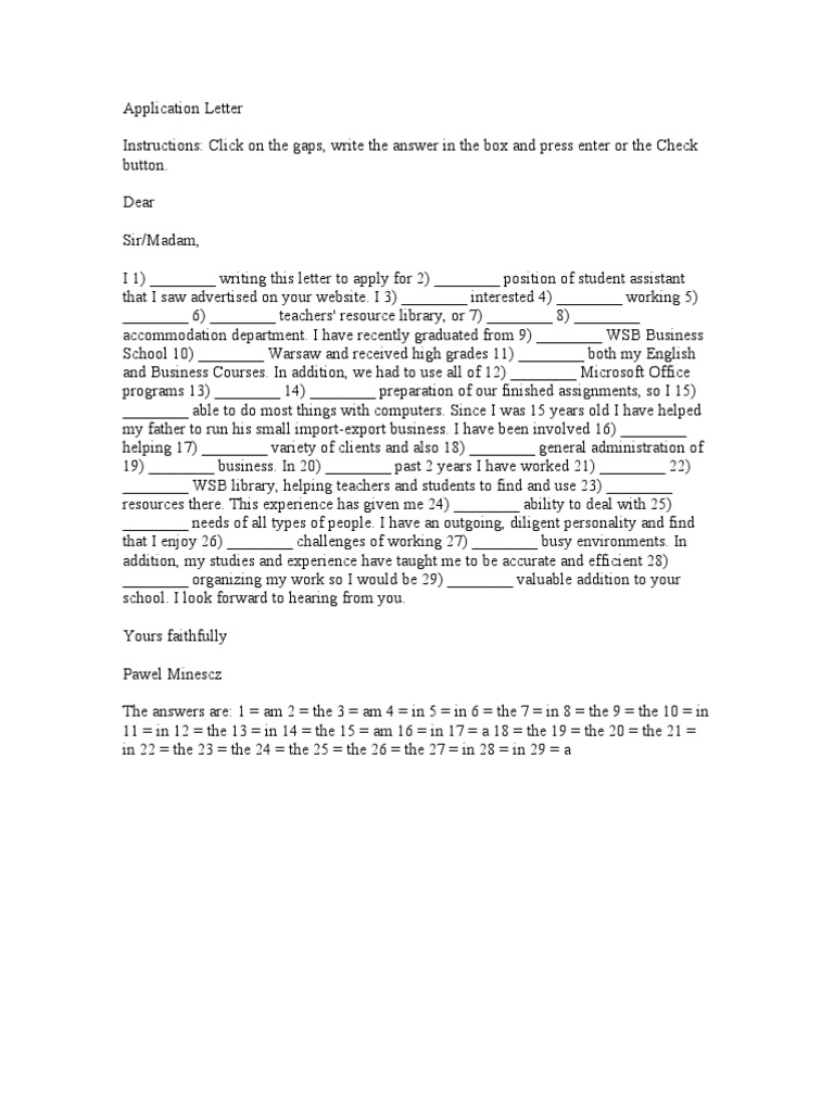 Application Letter | Hotel | Business