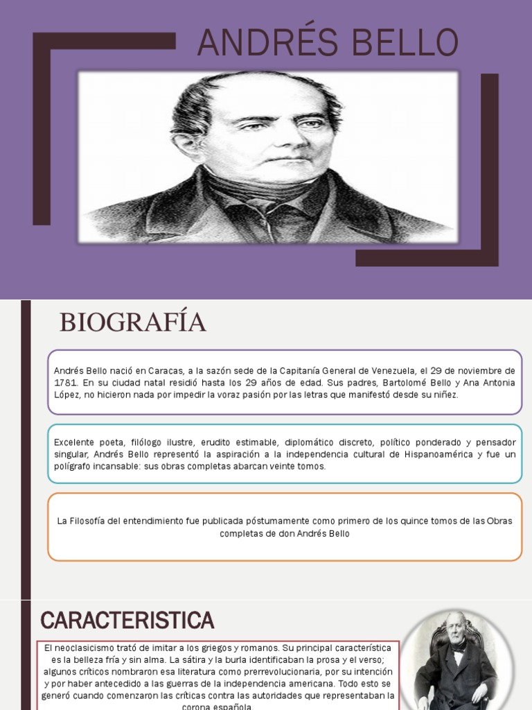 Biografía de Andrés Bello y sus obras | PDF | Crítica literaria | Poesía